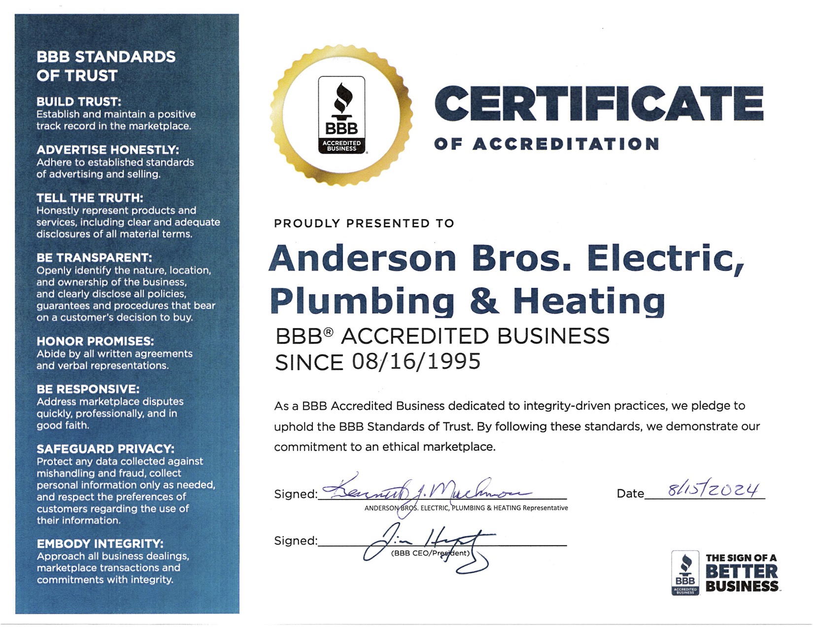Learn About Us | Anderson Bros Electric, Plumbing, & Heating, Inc.